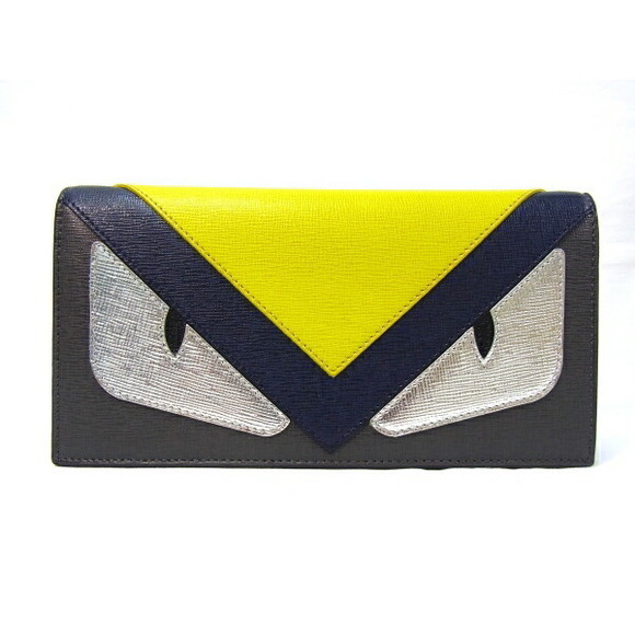 Fendi | Bags | Fendi Monster Bifold Wallet Calf Leather Yellow Black ...